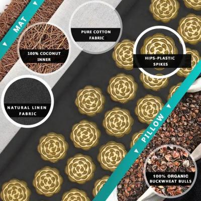 중국 Patent Design Natural Linen Acupressure Mat Foot Shakti Plastic Spikes Massage Acupressure Mat and Pillow Set 판매용