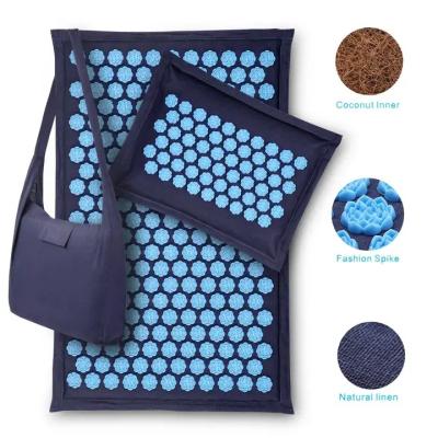 중국 Patent Design Natural Linen Acupressure Mat Foot Shakti Plastic Spikes Massage Acupressure Mat and Pillow Set 판매용