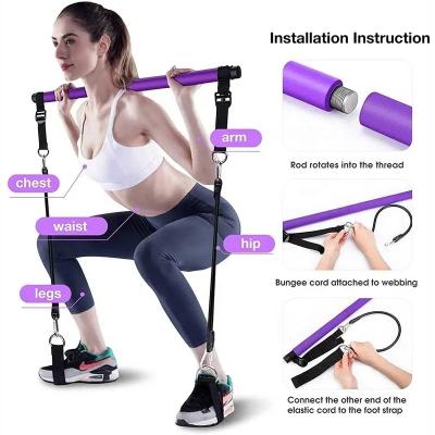 중국 Pilates Bar Kit with Resistance Bands Home Gym Workout Bar Portable 3-Section Exercise Pilates Sticks Bar 판매용