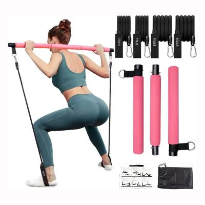 중국 Pilates Bar Kit with Resistance Bands Home Gym Workout Bar Portable 3-Section Exercise Pilates Sticks Bar 판매용