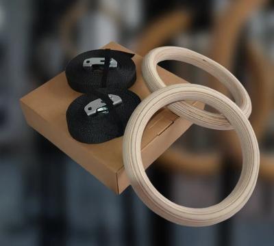 China High Quality Wood Adjustable Straps Pull Gym Gymnastic Rings Wooden fitness ring zu verkaufen