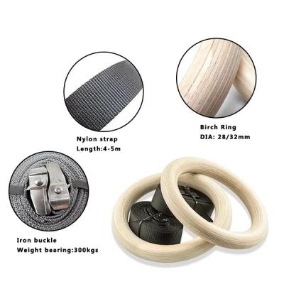 China High Quality Wood Adjustable Straps Pull Gym Gymnastic Rings Wooden fitness ring zu verkaufen