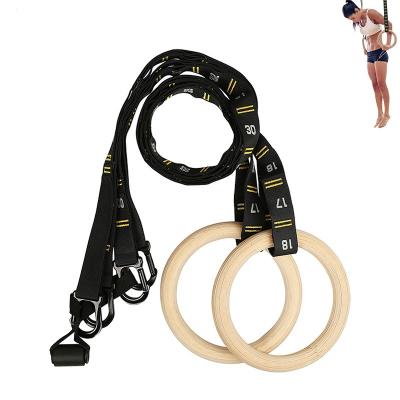 중국 Body Building Adjustable Strap Core Strength Exercise Gymnastic Wooded Gym Rings 판매용