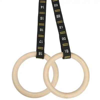 중국 Body Building Adjustable Strap Core Strength Exercise Gymnastic Wooded Gym Rings 판매용