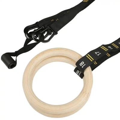 중국 Body Building Adjustable Strap Core Strength Exercise Gymnastic Wooded Gym Rings 판매용