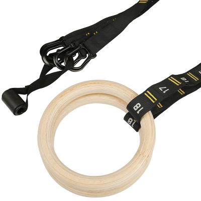 중국 Body Building Adjustable Strap Core Strength Exercise Gymnastic Wooded Gym Rings 판매용
