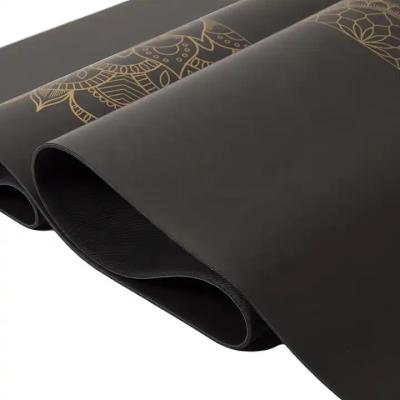 China Eco Friendly Private Label Custom Wholesale 4mm Hot Gold Stamping UV Printing Black Natural Rubber PU Leather Yoga Mat zu verkaufen