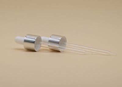 China 18 / 410 Large Glass Dropper Transparent Pipette Silver Collar For Fluid Delivery for sale