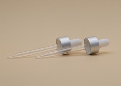 Chine Compte-gouttes en verre 20/400 d'huile d'argent en aluminium de Matt avec le trayon blanc de silicone à vendre