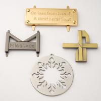 Quality level Custom Gunmetal Letter Logo Metal Plate in Brushed Bronze for Cross Tag Hanging for sale