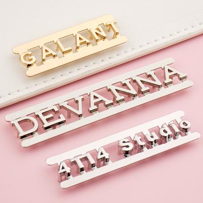 Direct Customized Metal Plate Logo Superior Rose Gold Letters Tag For Handbags