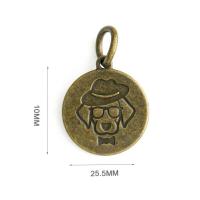 Quality Antique Brass Engraved Metal Tag For Hanging Bag Round Shape Design Customized Logo for sale