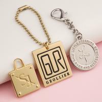 Antique Brass Engraved Metal Tag For Hanging Bag Round Shape Design Customized
