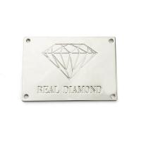 Quality Handbag Metal Logos Tag with Sewn Holes Rectangle Shape and Custom Carving Logo Design for sale