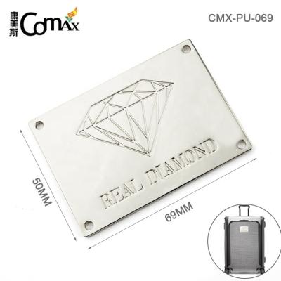 Handbag Metal Logos Tag with Sewn Holes Rectangle Shape and Custom Carving Logo