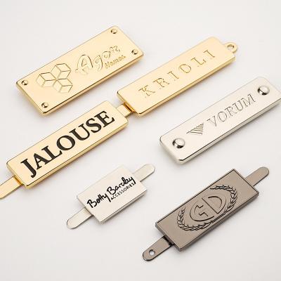 Customized Size Handbag Hardware Engraved Metal Logo Plate Tags Custom Labels