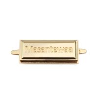 Quality Handbag Gold Metal Label Customized Size 2 Prong Label with Nickle-Free Material for sale