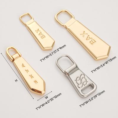 중국 Luggage Handbags Hardware Accessories Custom Zip Pullers Head 3 Gold Nickel Zipper Pulls for Bags 판매용