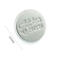 Quality Custom Round Shape Metal Bag Label With Engraved Logo Antioxidant Zinc Alloy Surface for sale