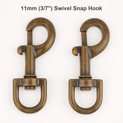 중국 Mini Snap Hook Clasp 3/7 Inch Glossy Antique Copper Eye Swivel Snap Hooks for Hand Bags 판매용