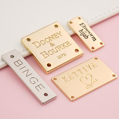 Customized Color Metal Logo Letter Rose Gold Sewing Dress Logo for Clothes