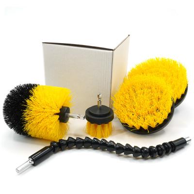 Cina Spazzola di pulizia gialla del trapano 5pcs con l'estensione Rod di 300mm in vendita