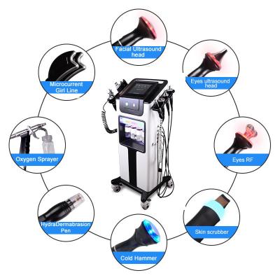 Cina 8 in 1 hydra Dermabrasion Aqua Peeling Machine Hydradermabrasion Microdermabrasion facciale in vendita