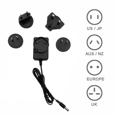China Interchangeable 12V DC Power Adapter 1A to 3A with 9V Outlets UL Level VI SAA KC Certified 62*39*26mm 100%PC Direct for sale