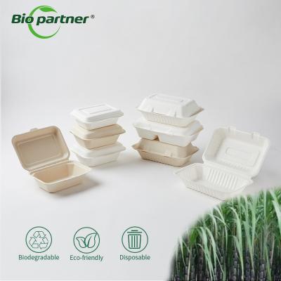 Chine Eco-Friendly AL4 Sugarcane Bagasse Pulp Clamshell Food Container with Custom Logo à vendre