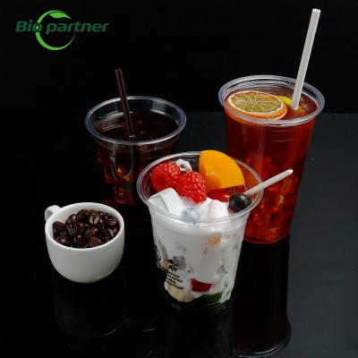 중국 Home Restaurant Bar Hotel Wedding 12oz Pet Plastic Dessert Cups with Dome Flat Lid 판매용