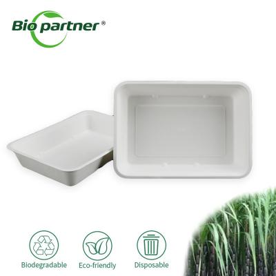 Chine Hot Dog and Taco Bar Takeaway Bagasse Snack Tray with Two Compartments Eco-Friendly à vendre
