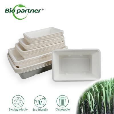 Chine Food Grade Boat Snack Tray Customized Size Sugarcane Bagasse Take Out Containers with Lid à vendre