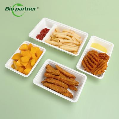 Chine Food Grade Boat Snack Tray Customized Size Sugarcane Bagasse Take Out Containers with Lid à vendre