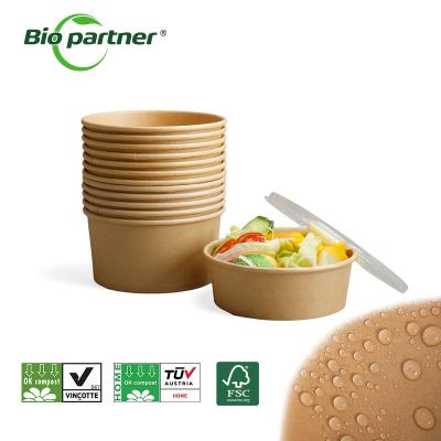중국 Take Away Food Packing Containers With Lid Disposable Kraft Paper Salad Fruit Soup Bowl 판매용