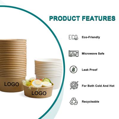 중국 Take Away Food Packing Containers With Lid Disposable Kraft Paper Salad Fruit Soup Bowl 판매용