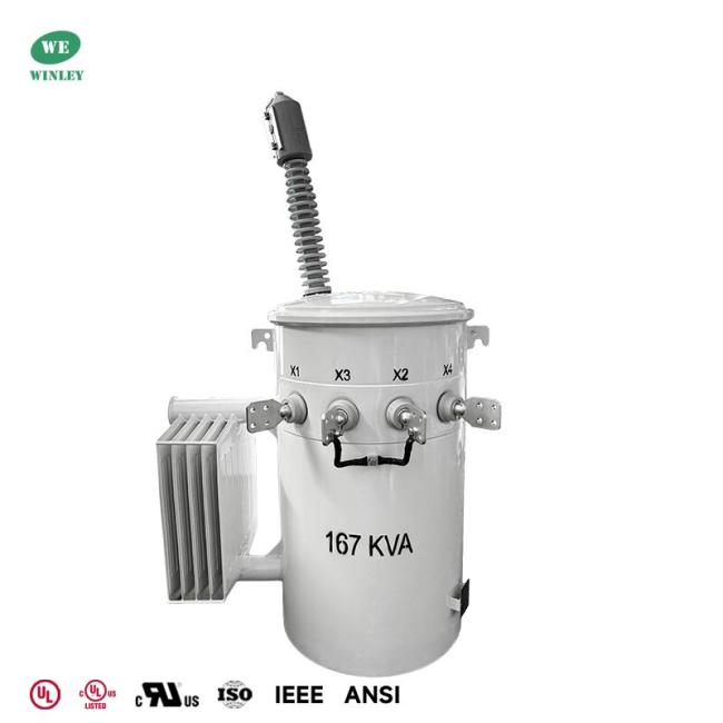 167kVA Single Phase Pole Mounted Transformer 34500Y/19920 To 120/240V Oil type Power Transformers