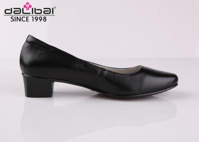 Cina le donne quadrate basse nere classiche di signora dell'ufficio del tallone rivestono di pelle le scarpe di vestito con il cuoio genuino di qualità in vendita