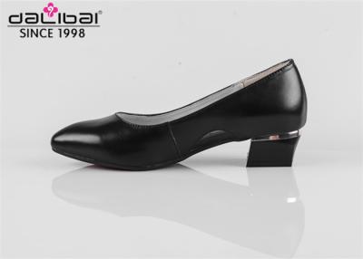 Cina slittamento comodo del tacco a zeppa sulle scarpe di camminata nere di signora dell'ufficio delle scarpe di vestito dal cuoio genuino in vendita