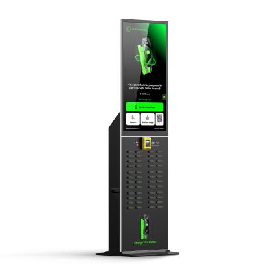 China 48 Slots Portable Public Phone Charging Station 43-Inch LED Touch Screen Fast Charging USB Port Micro Rental Power Bank for sale