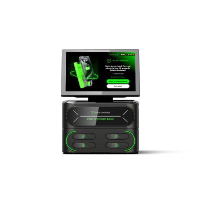 China Integrated 6000mAh Touch-Screen Charging Station for 4 Slots USB Input Share Power Bank Rental 4G Kiosk Phone Stand for sale