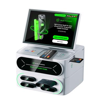China 4 Slots Touch Screen Stackable 6000mah Charging Station Shared Mobile Power Rental Machine Restaurant Coffee Shop Commercial for sale