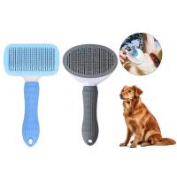 Quality Blue Self Cleaning Dog Brush Dog Hair Deshedder With Massage Function for sale