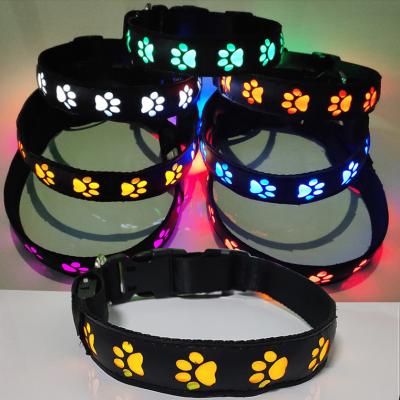 China Pet Supplies LED Dog Collar with Custom Logo USB Rechargeable Flashing Modes Slow Flash for sale
