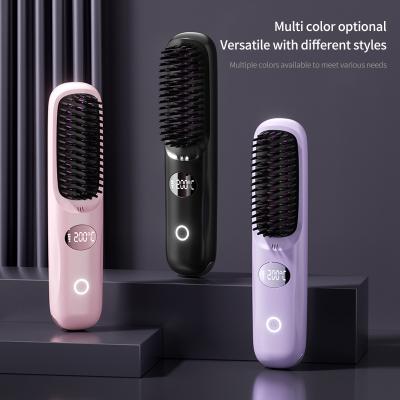 중국 개인 관리 헤어 드라이어 전기 브러쉬 뜨거운 공기 comb 열 USB 무선 재충전 가능한 헤어 라이트너 브러쉬 판매용