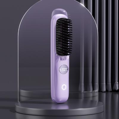 중국 개인 관리 헤어 드라이어 전기 브러쉬 뜨거운 공기 comb 열 USB 무선 재충전 가능한 헤어 라이트너 브러쉬 판매용