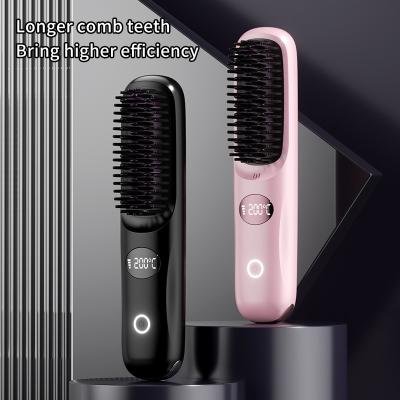 중국 개인 관리 헤어 드라이어 전기 브러쉬 뜨거운 공기 comb 열 USB 무선 재충전 가능한 헤어 라이트너 브러쉬 판매용