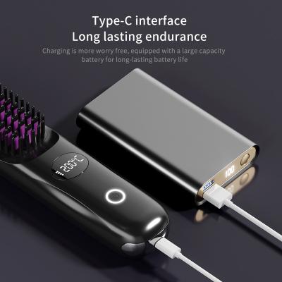 중국 개인 관리 헤어 드라이어 전기 브러쉬 뜨거운 공기 comb 열 USB 무선 재충전 가능한 헤어 라이트너 브러쉬 판매용
