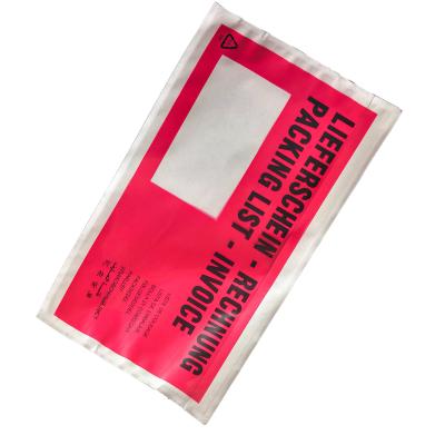 China Waterproof Packing List Envelope Customized Invoice Enclosed Pouches Clear for sale