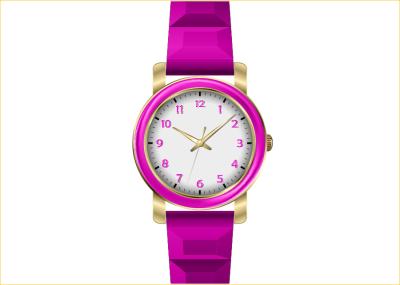 Cina Stile rosa di svago dell'orologio di polsino del silicone per la cinghia del silicone del CE/ROHS delle ragazze in vendita