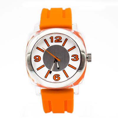 Cina Cassa di acciaio inossidabile impermeabile del silicone dell'orologio arancio di polsino in vendita